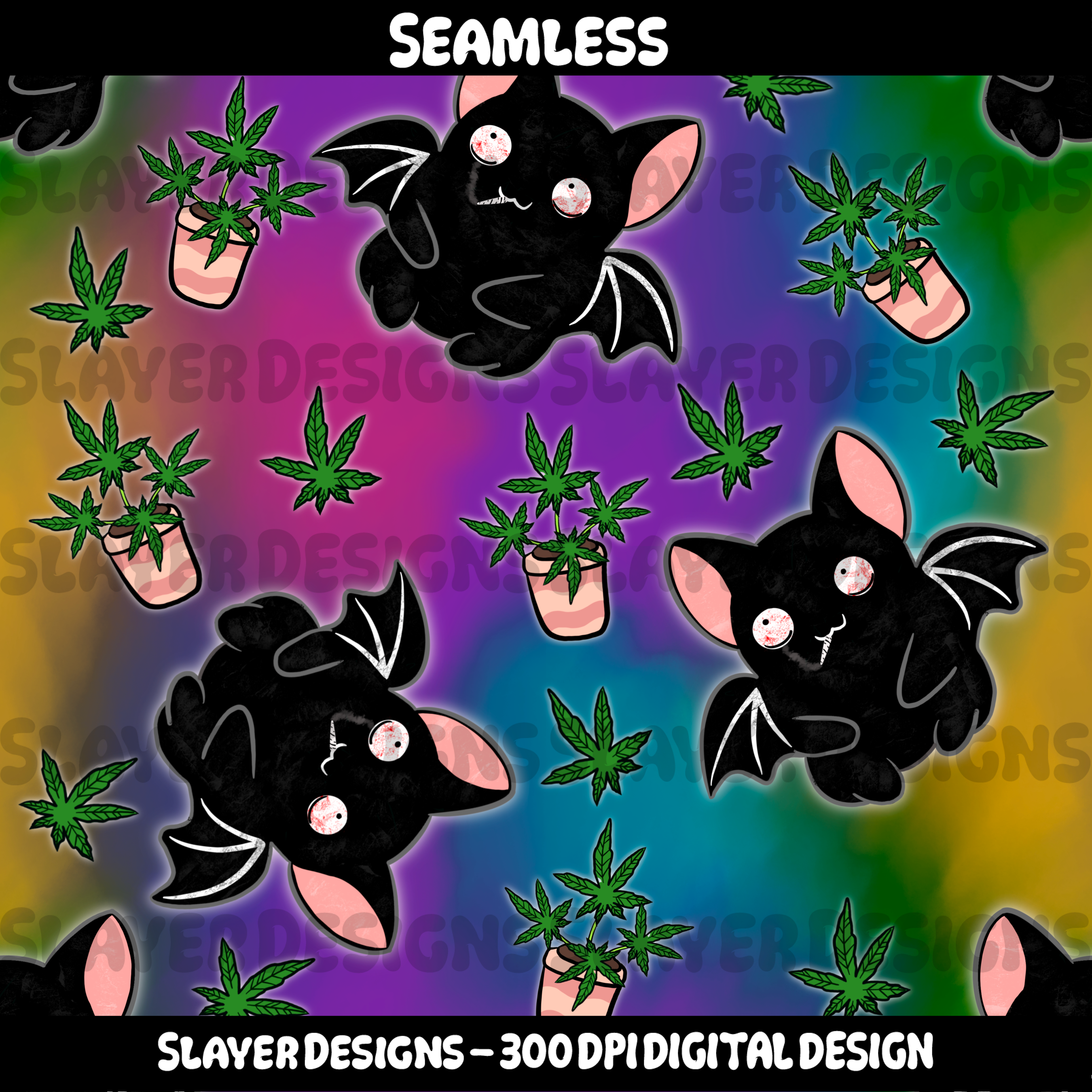 SLAYER-2025 420 Smoking Bats - MAIN – The Custom Fabric Slayer Imaginarium