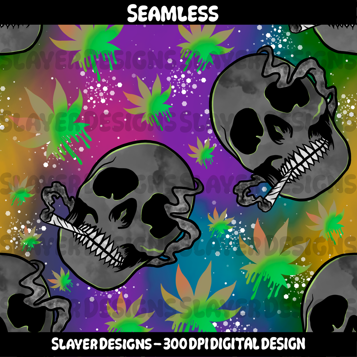 SLAYER-2025 420 leaves & Skulls Smoking - MAIN – The Custom Fabric ...
