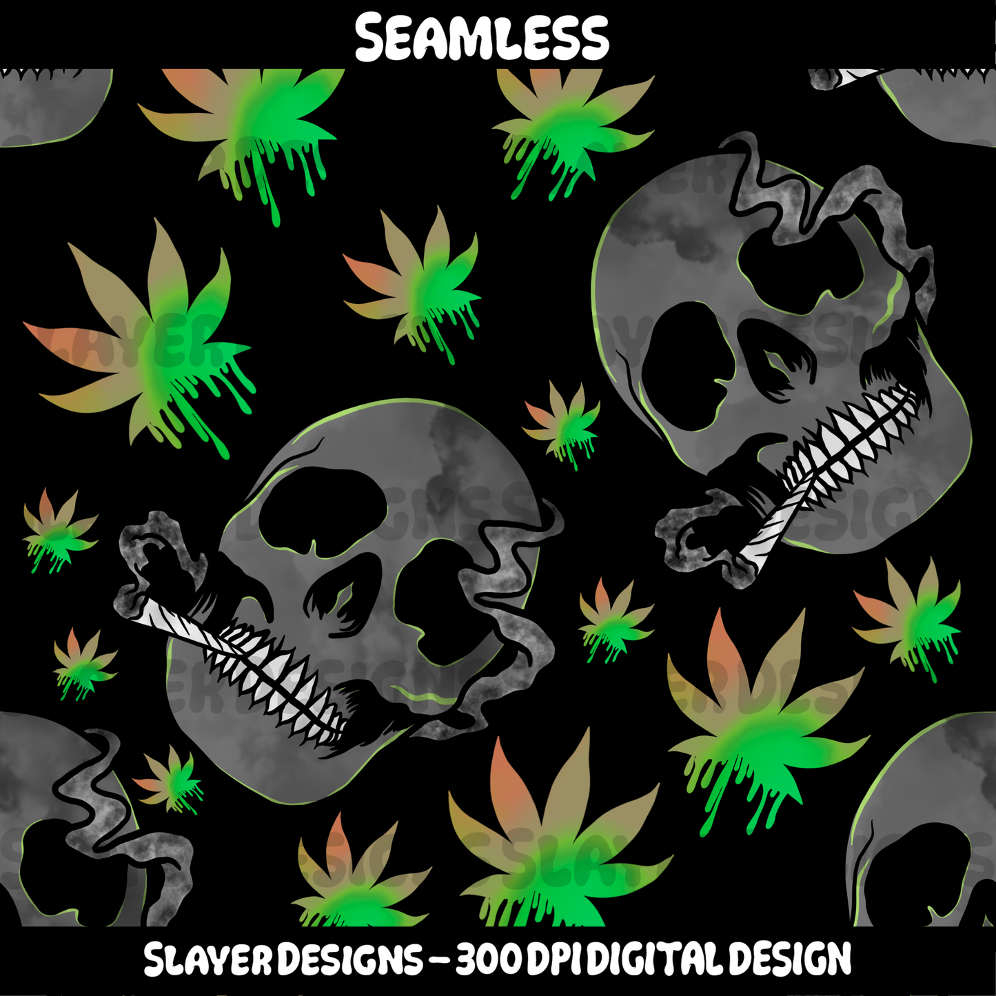 SLAYER-2025 420 leaves & Skulls Smoking - MAIN – The Custom Fabric ...